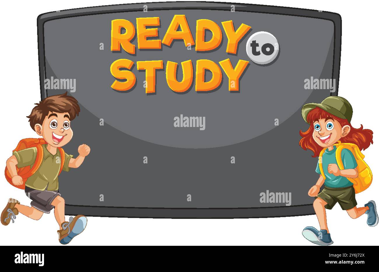 Two kids with backpacks running happily Stock Vector Image & Art - Alamy