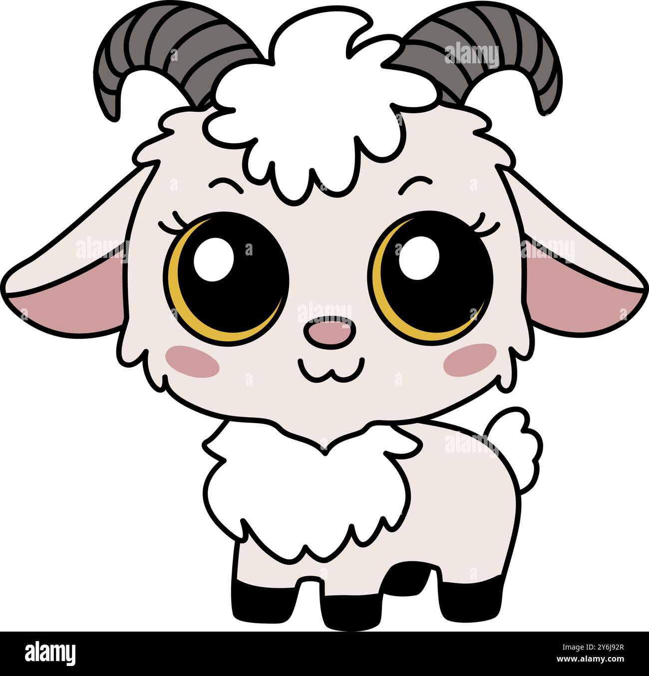 Zodiac Chinese goat animal of New Year sign icon. Asian kawaii cute ...