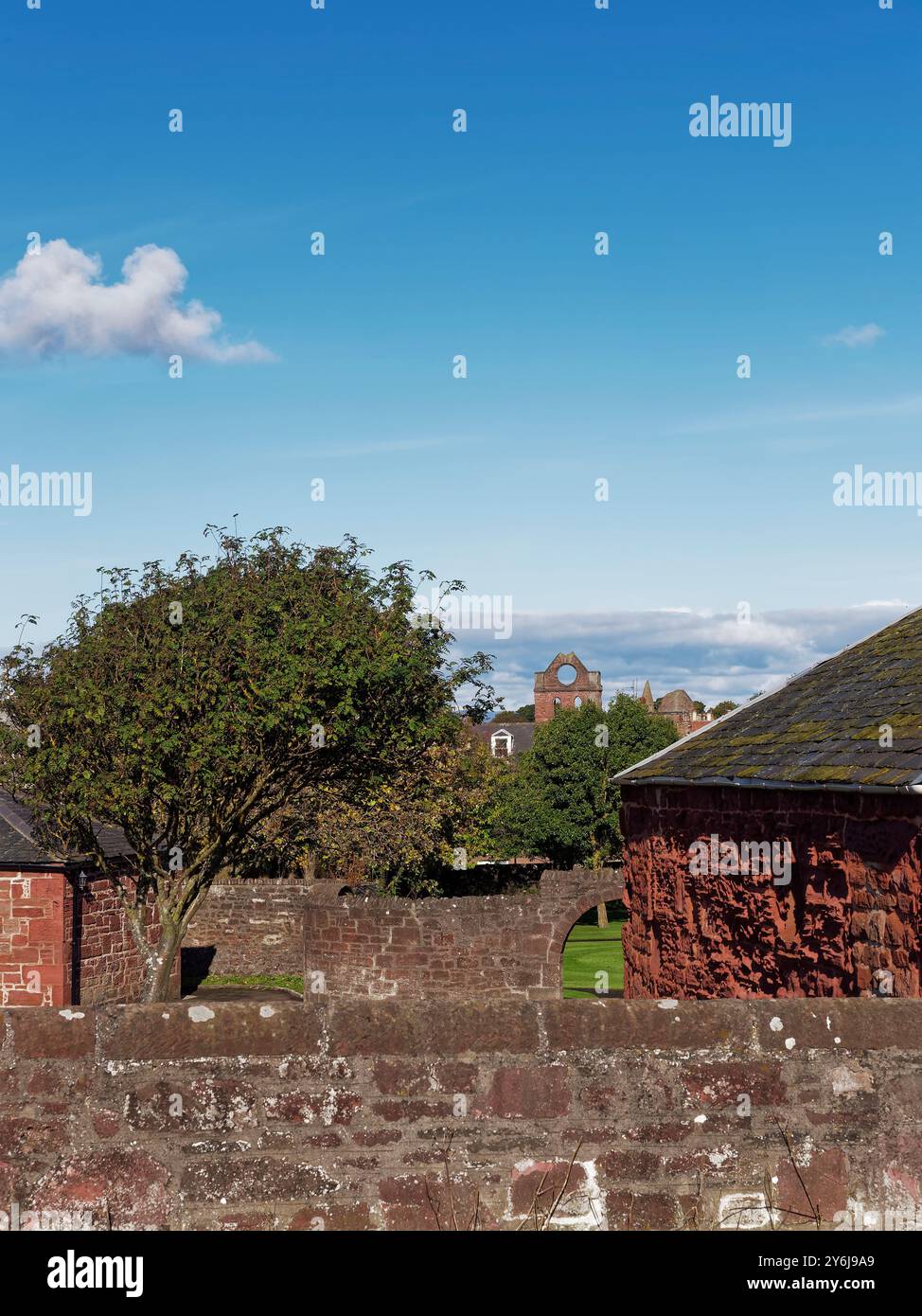 The ruins of Arbroath Abbey with the distinctive Round O window seen ...