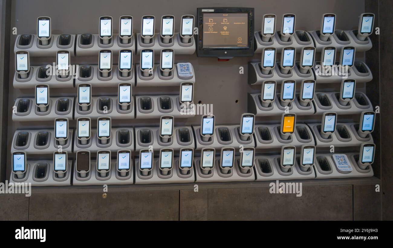 Bordeaux , France - 09 25 2024 : E.Leclerc sign text scan as you shop ...