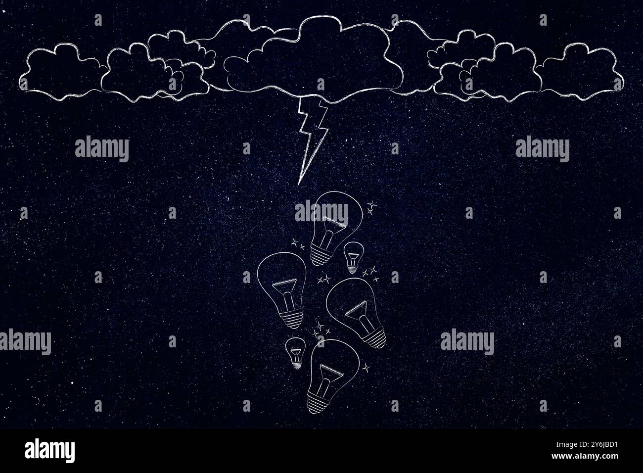 brainstorming and creative mind conceptual illustration, group of light ...