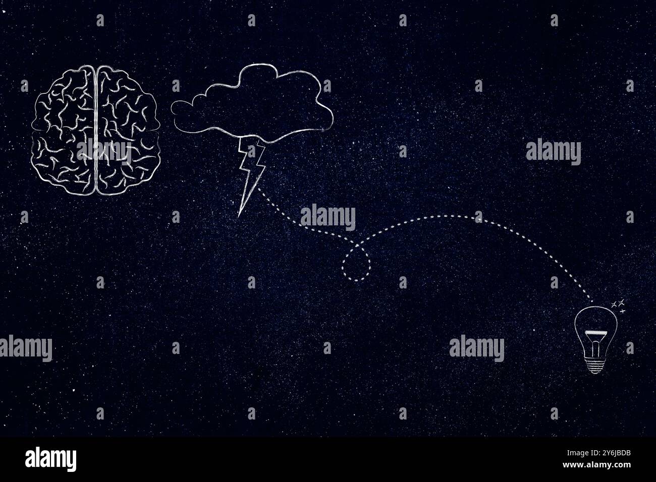 brainstorming and creative mind conceptual illustration, brain next to ...