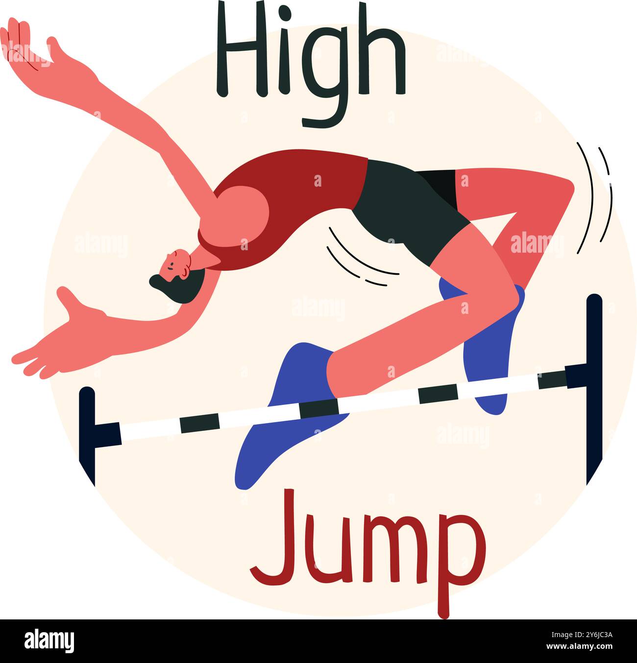 Vector Illustration of a Male Athlete Performing a High Jump, Combining ...