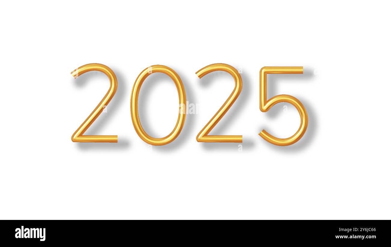 Elegant 3D Golden 2025 Typography in Minimalistic Line Art Style ...