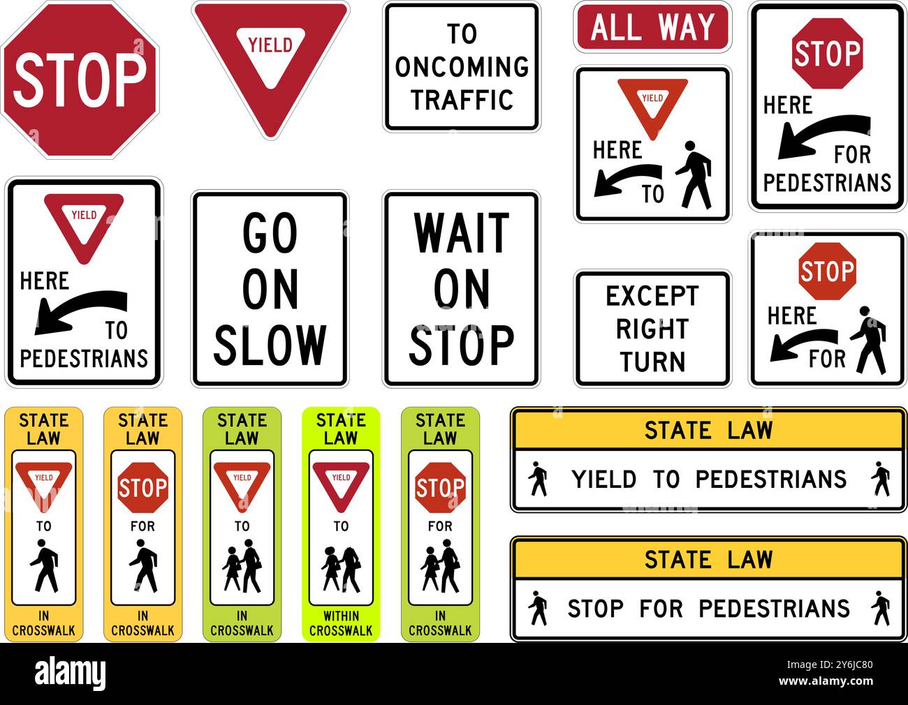 Comprehensive Collection of Traffic Control Signs: Stop, Yield ...