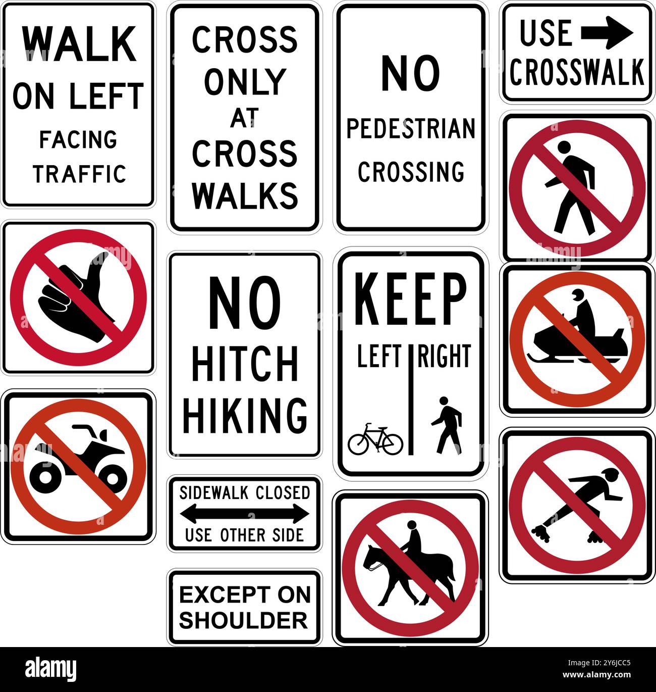 Comprehensive Collection of Pedestrian and Vehicle Prohibition Signs ...