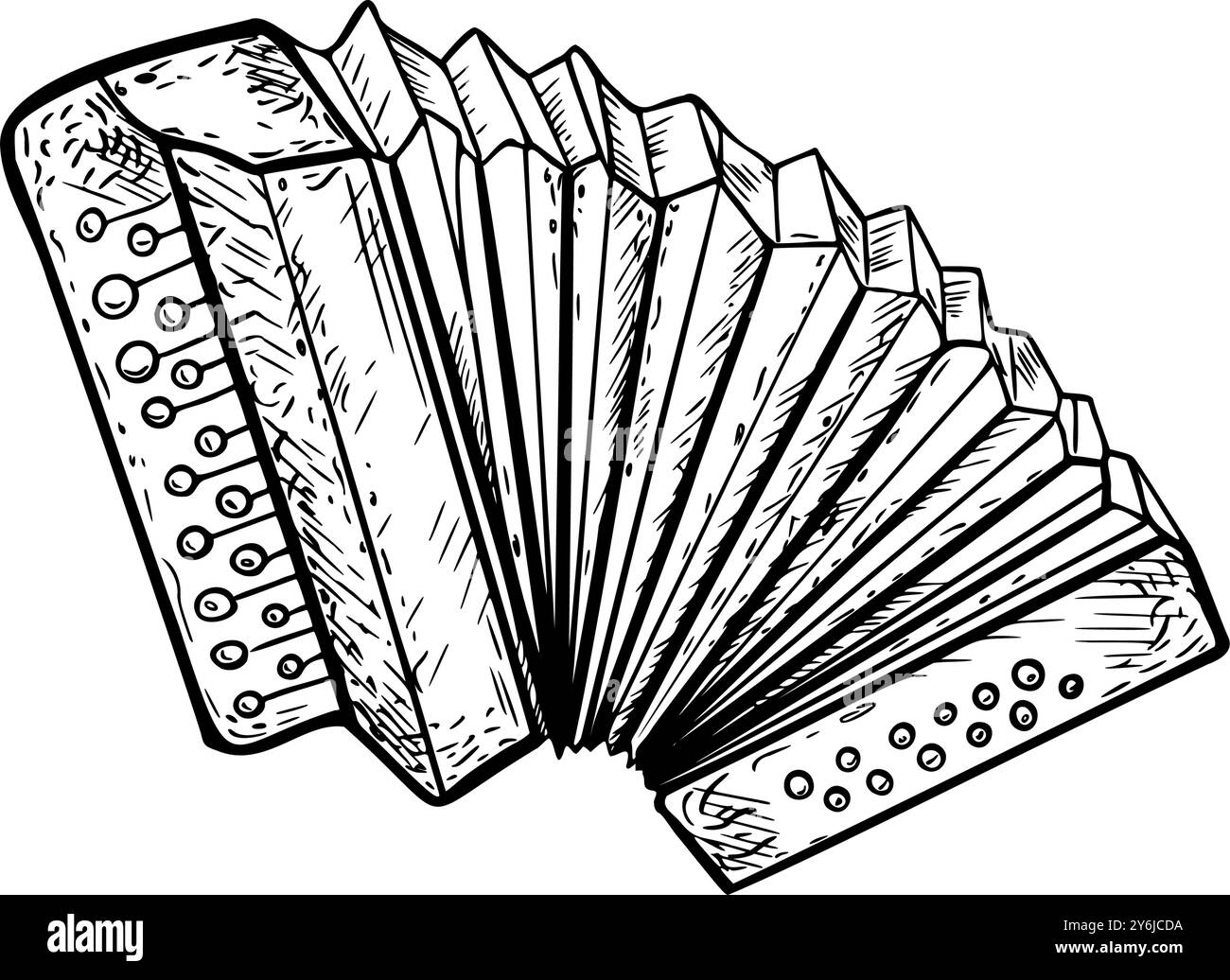 Accordion folk musical instrument black white graphic vector ...