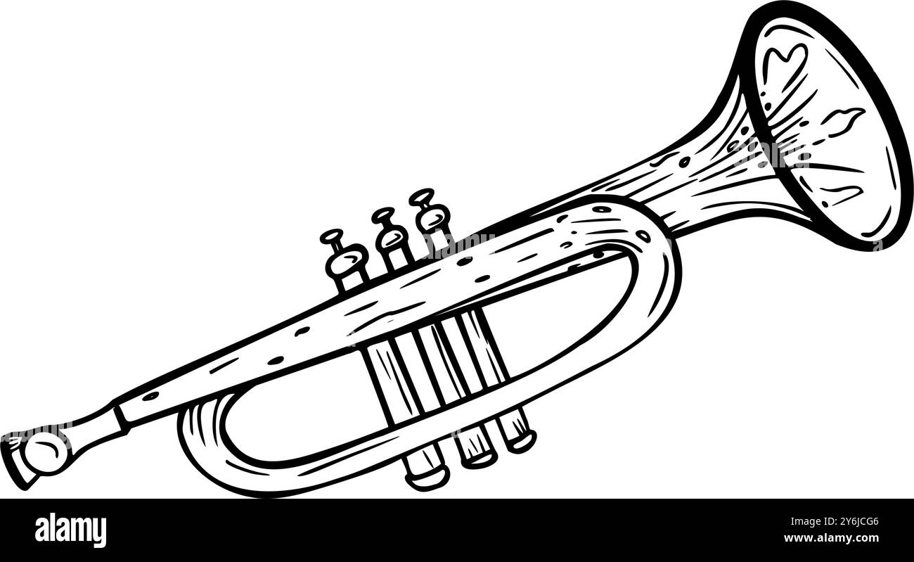 Trumpet classic musical instrument black white graphic vector ...