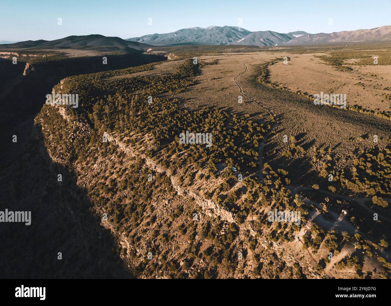 Aerial view of the Rio Grande river gorge outside Taos, New Mexico, USA ...