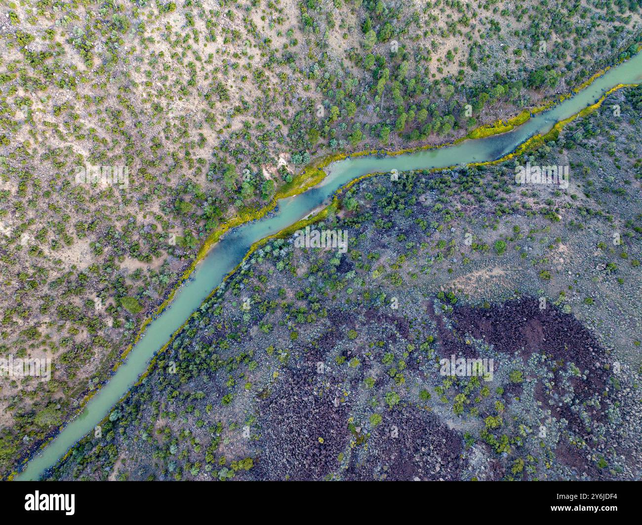 Aerial view of the Rio Grande river gorge outside Taos, New Mexico, USA ...