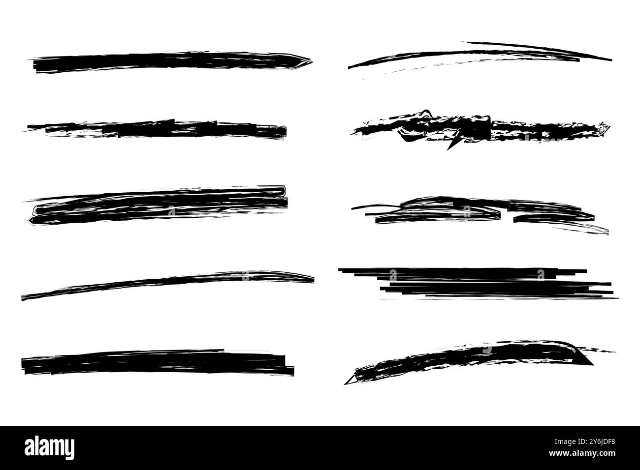 Chalk lines and squiggles, hand drawn doodle underlines thick line ...