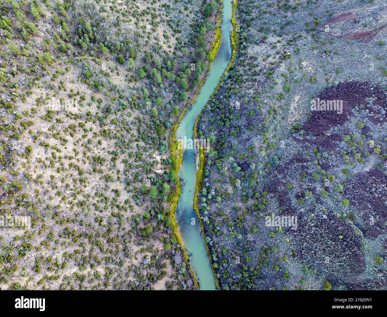 Aerial view of the Rio Grande river gorge outside Taos, New Mexico, USA ...