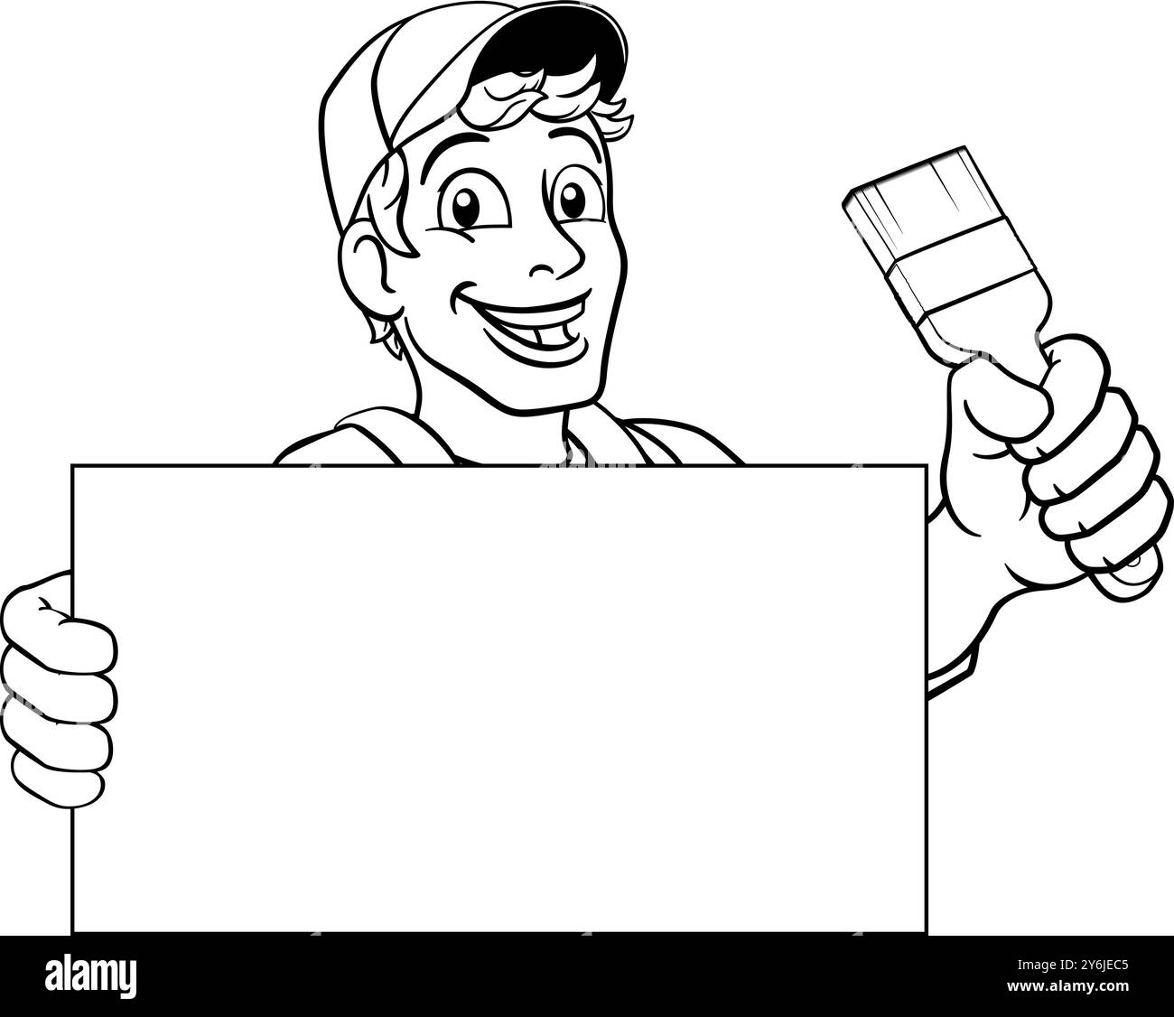 Painter Decorator Paint Brush Cartoon Handy Man Stock Vector Image ...