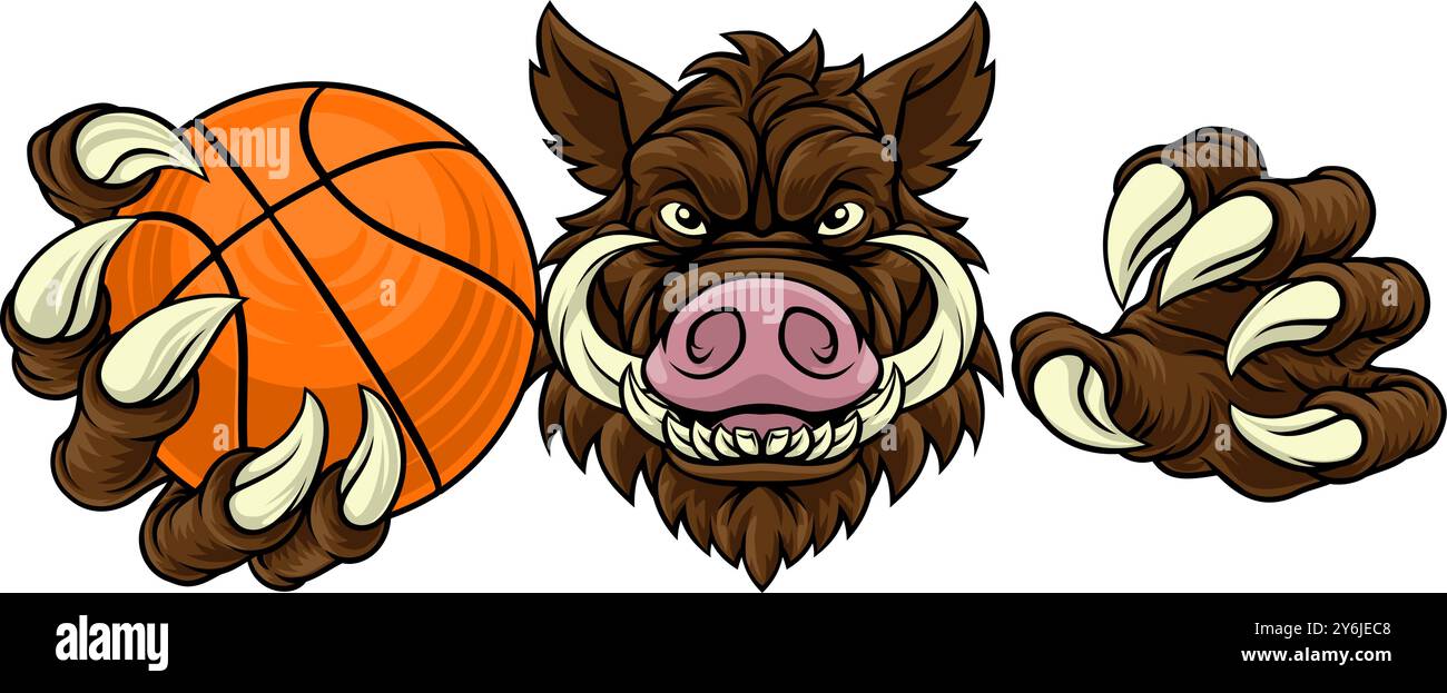 Boar Wild Hog Razorback Warthog Basketball Mascot Stock Vector Image ...