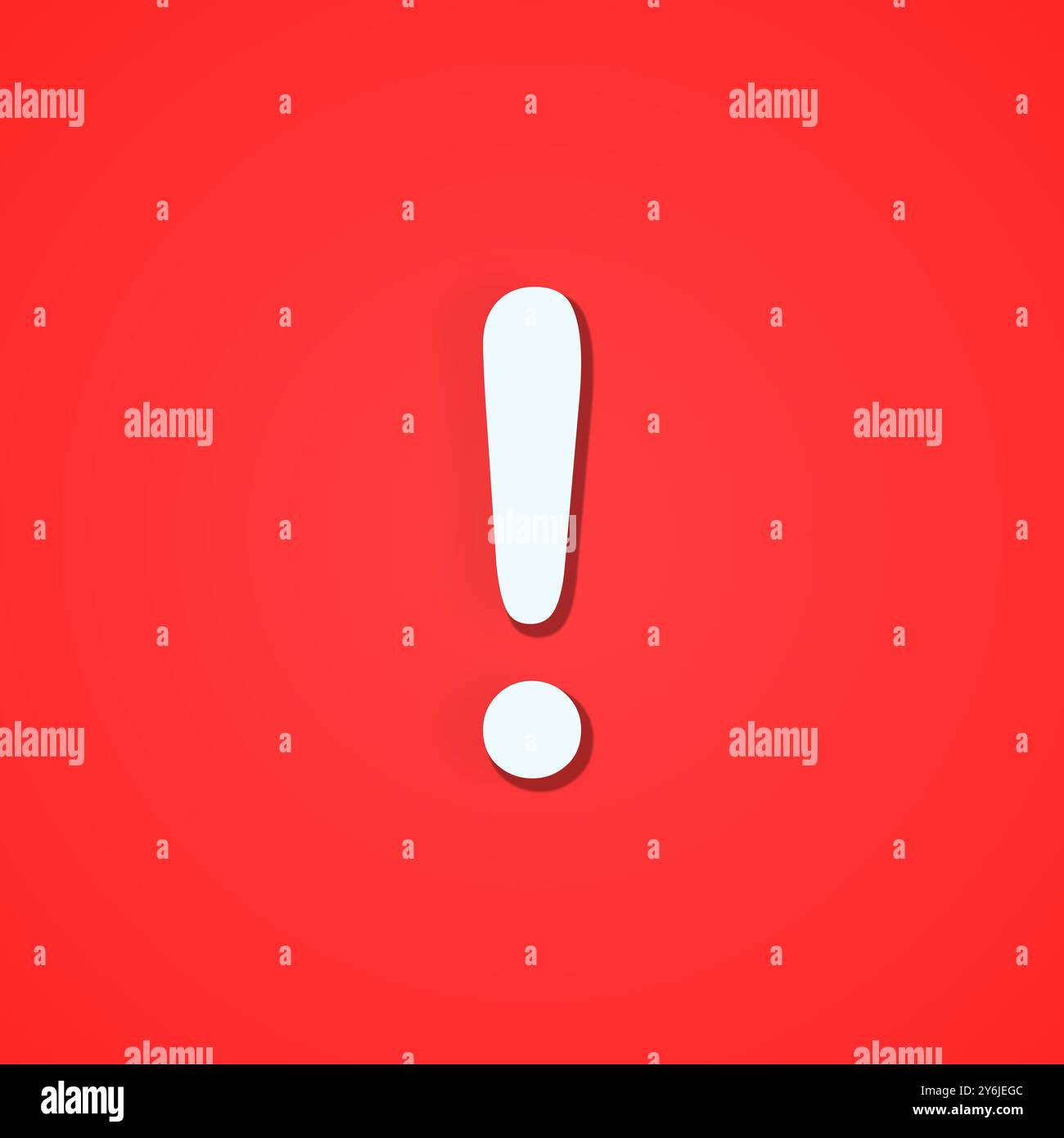 White caution warning sign on red background for attention exclamation ...