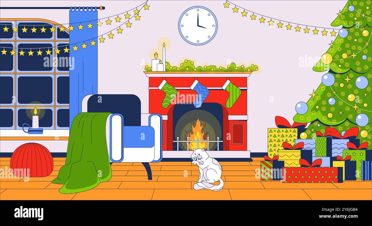 Christmas fireplace drawing cozy hi-res stock photography and images ...