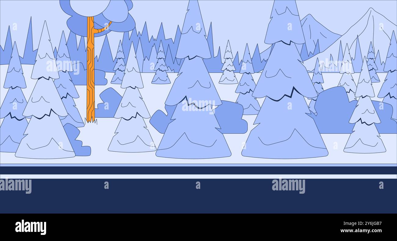 Highway road through snowy woods flat illustration Stock Vector Image ...