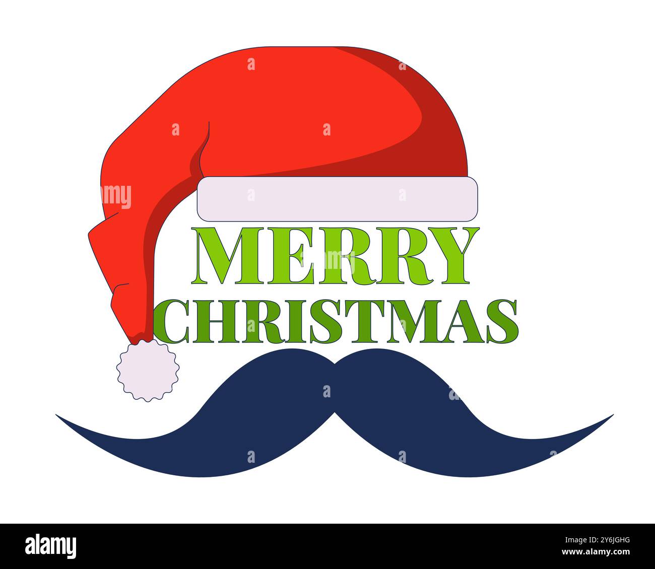 Merry Christmas Santa Claus mustache 2D illustration concept Stock ...