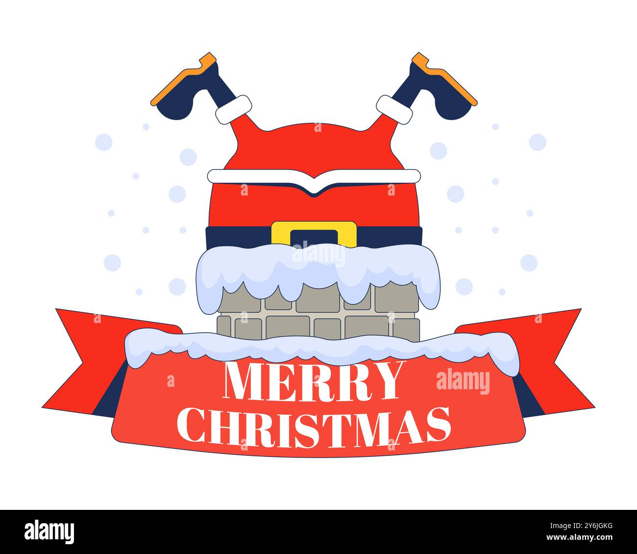 Stuck Santa upside down chimney greeting Merry Christmas 2D ...