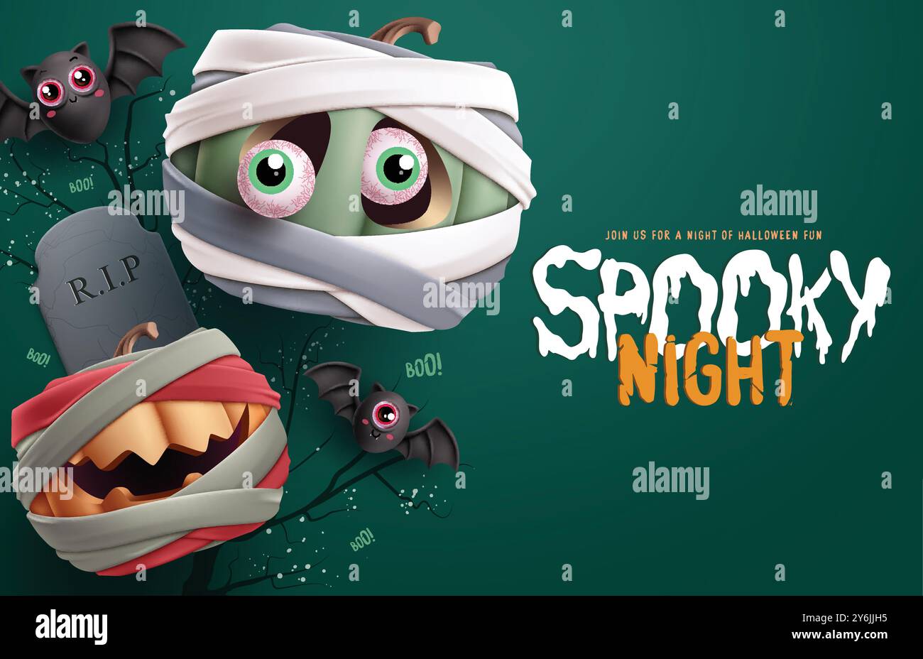 Halloween spooky night vector design. Spooky night party greeting text ...