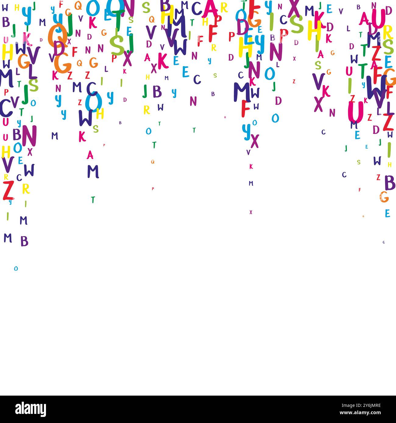 Flying latin letters. Colorful childish scattered charachters of ...
