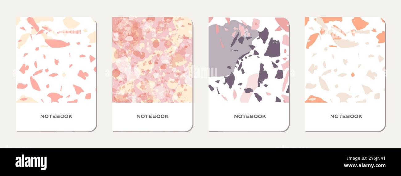 School diary cover design. Terrazzo abstract background made of natural ...