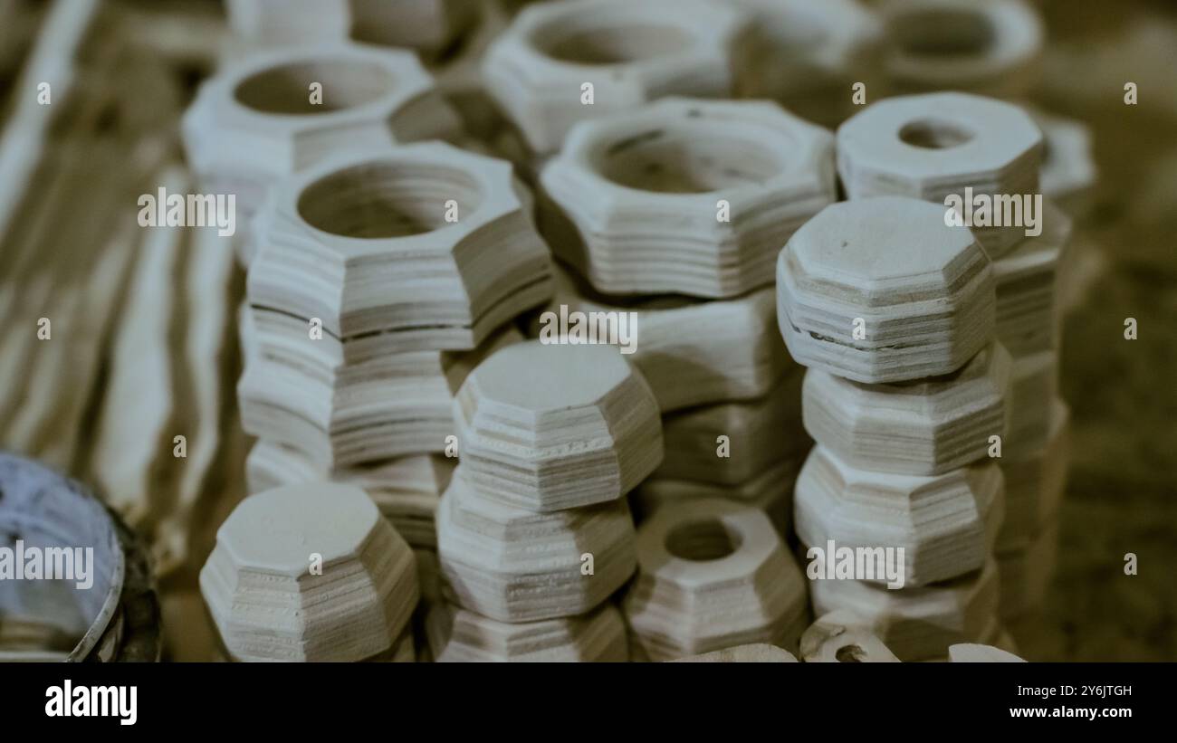 carving element. furniture in classic style. white color wood with gold ...