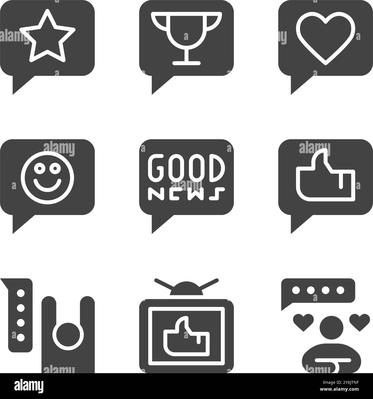 good news solid icon set,vector and illustration Stock Vector Image ...