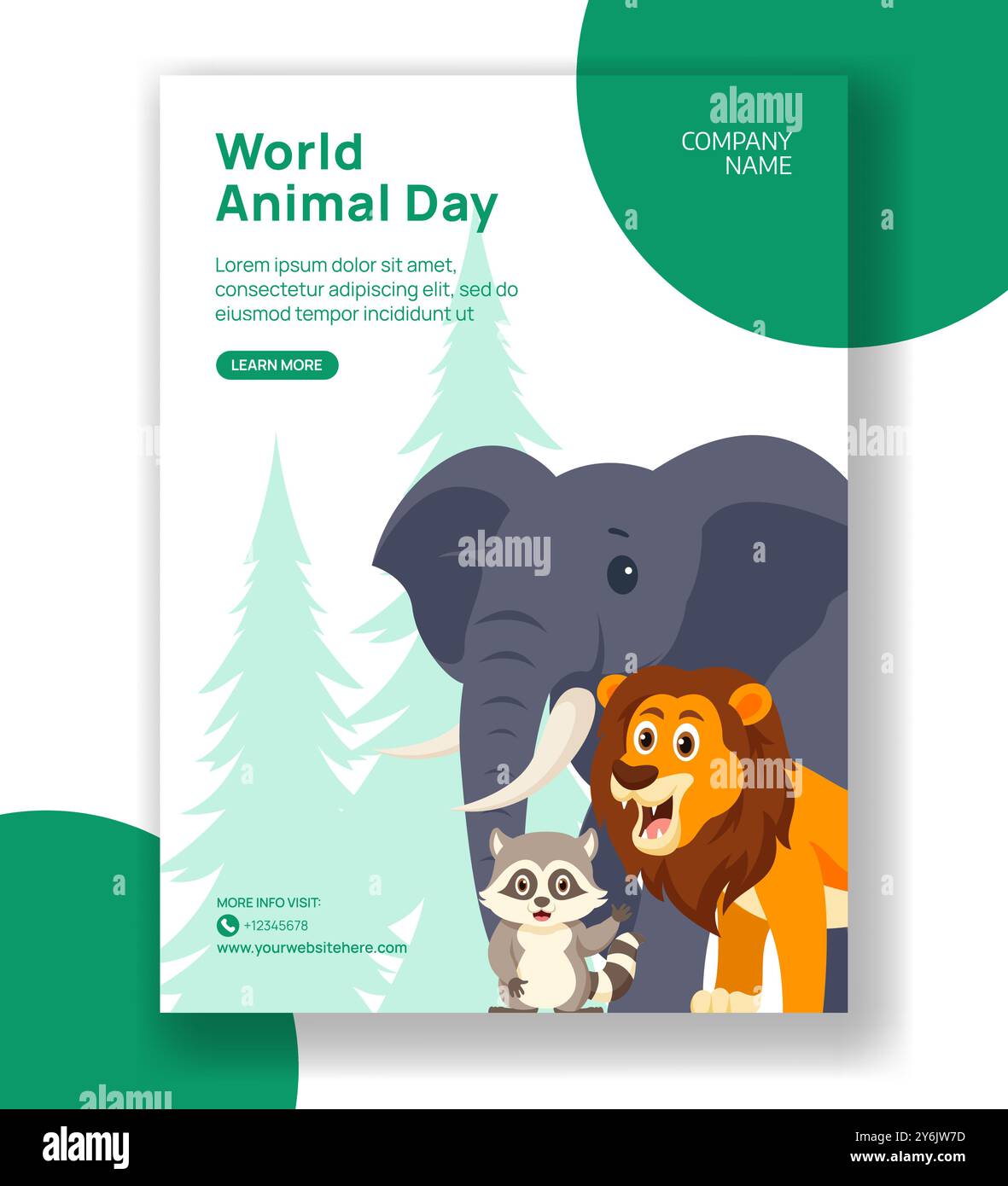 World Animal Day Vertical Poster Flat Cartoon Hand Drawn Templates ...