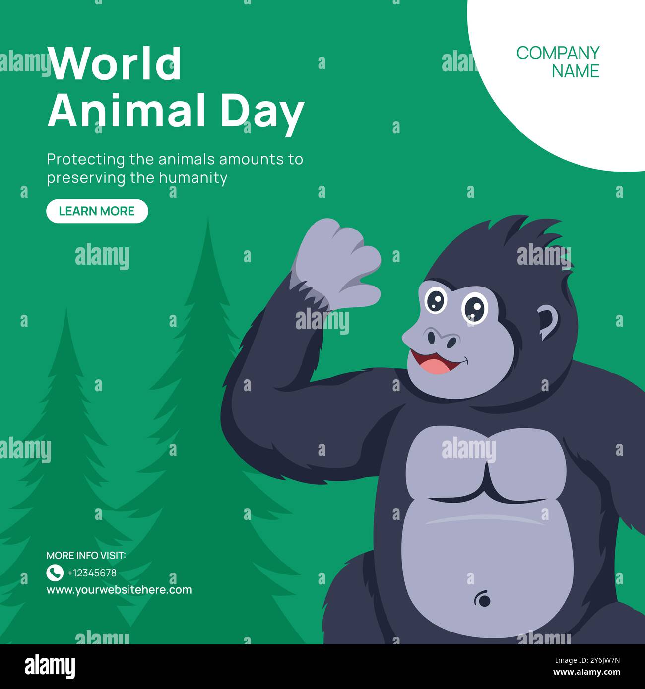 World Animal Day Social Media Illustration Flat Cartoon Hand Drawn ...