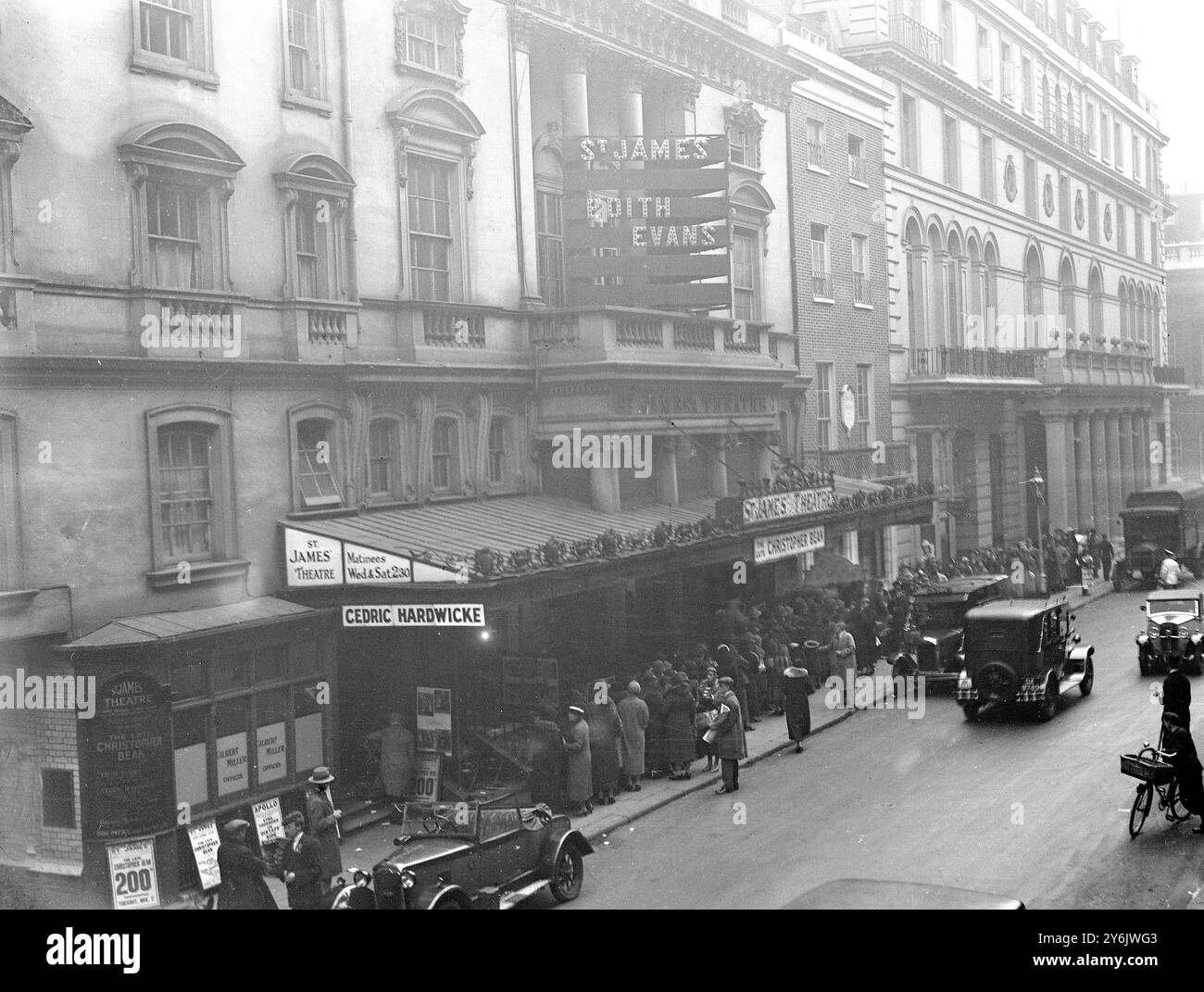 The St James Theatre , London , England . People queuing for a ...