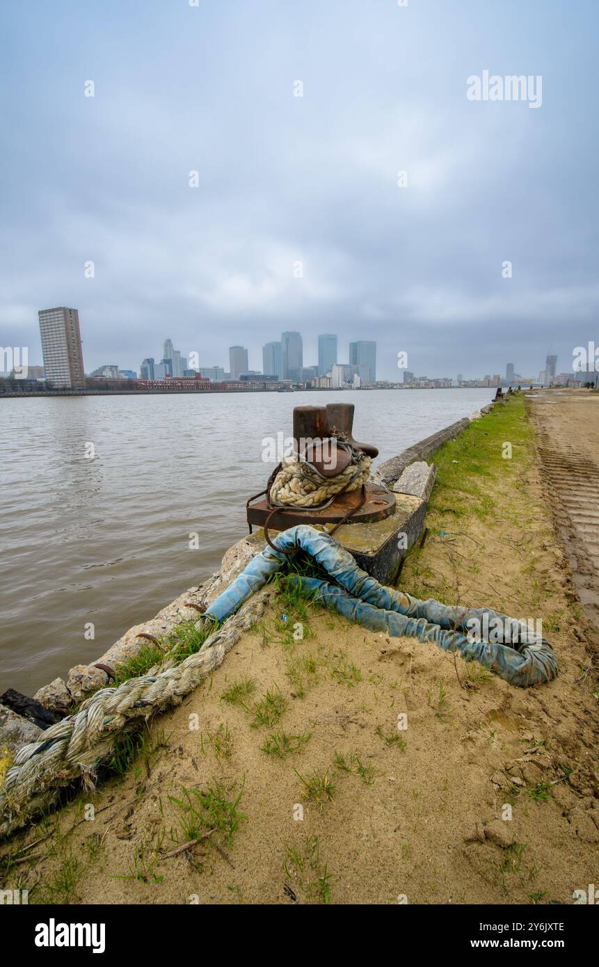 View of Canary Wharf from the Thames Path - Greenwich, London - England ...
