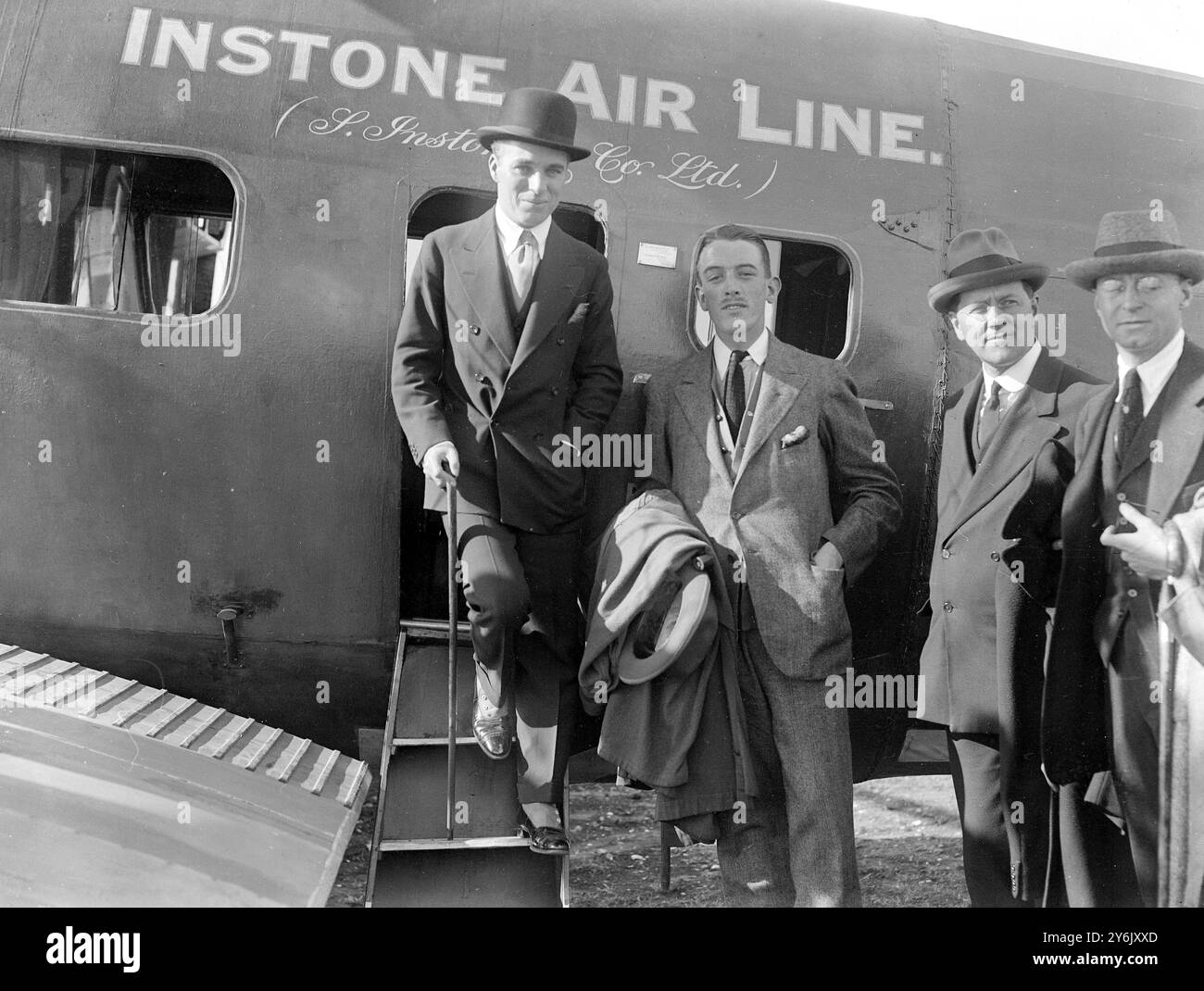Hollywood star , Charlie Chaplin boarding a plane as he leaves Waddon ...