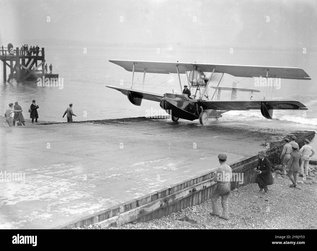 The World Flight starts from Calshot Spit , Southampton , England. The ...
