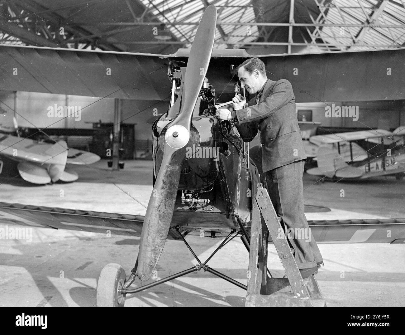 Mr Jim Mollison preparing for his flight to the cape , South Africa and ...