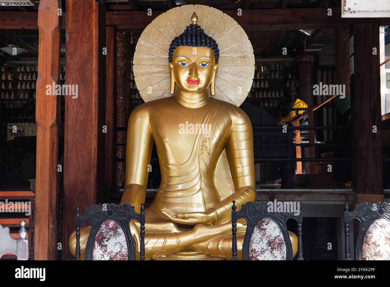 Colombo, Sri Lanka - December 3, 2021: Buddha statue is in Gangaramaya ...