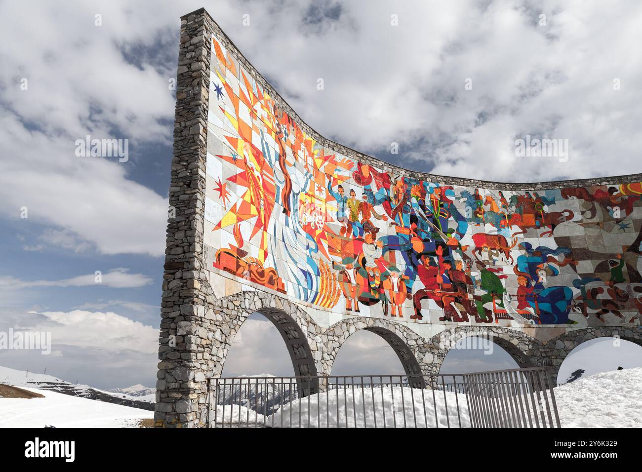 Gudauri, Georgia - May 1, 2019: The Russia–Georgia Friendship Monument ...