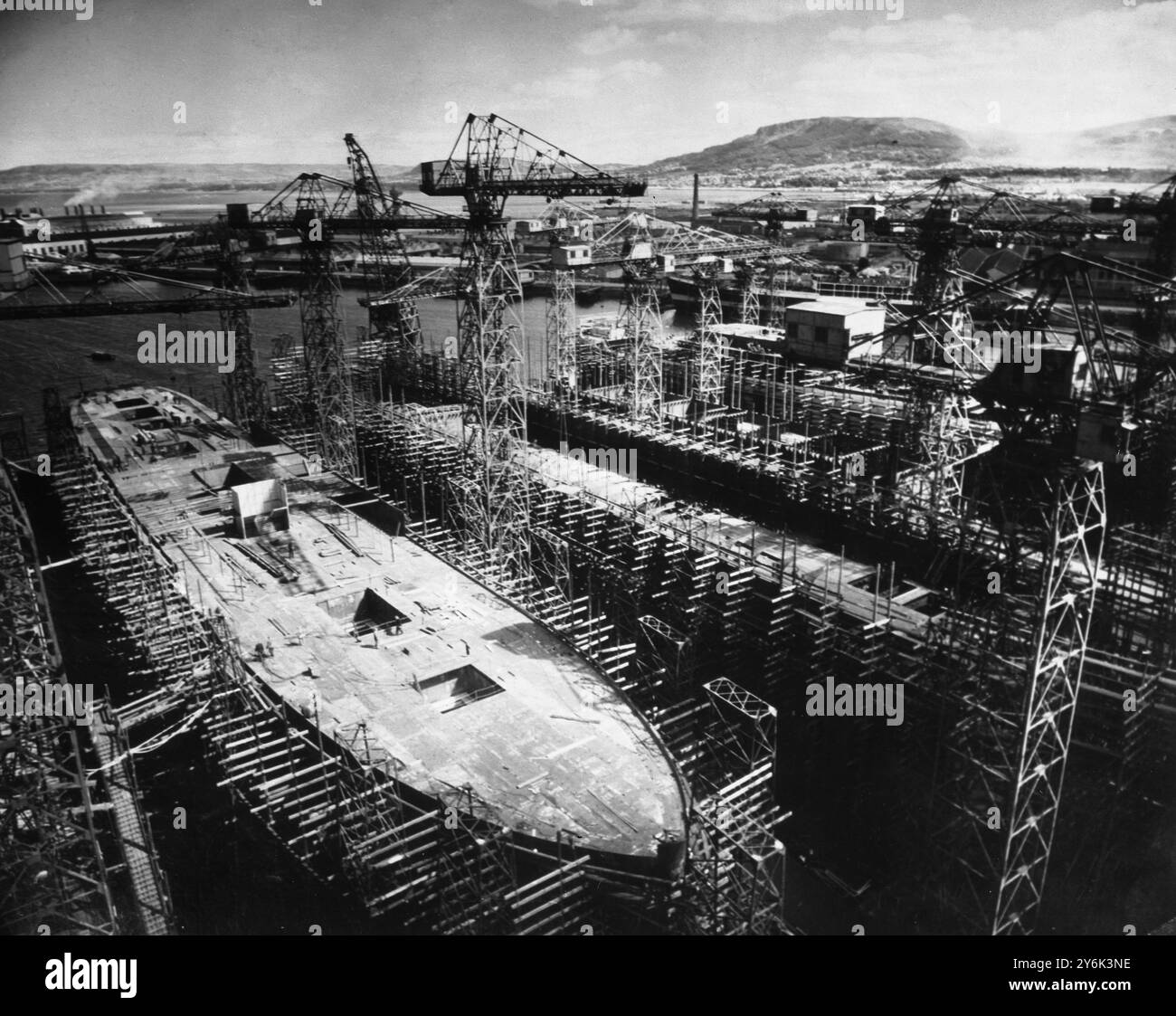 A view of the world's greatest shipbuilding plant , Harland and Wolff ...