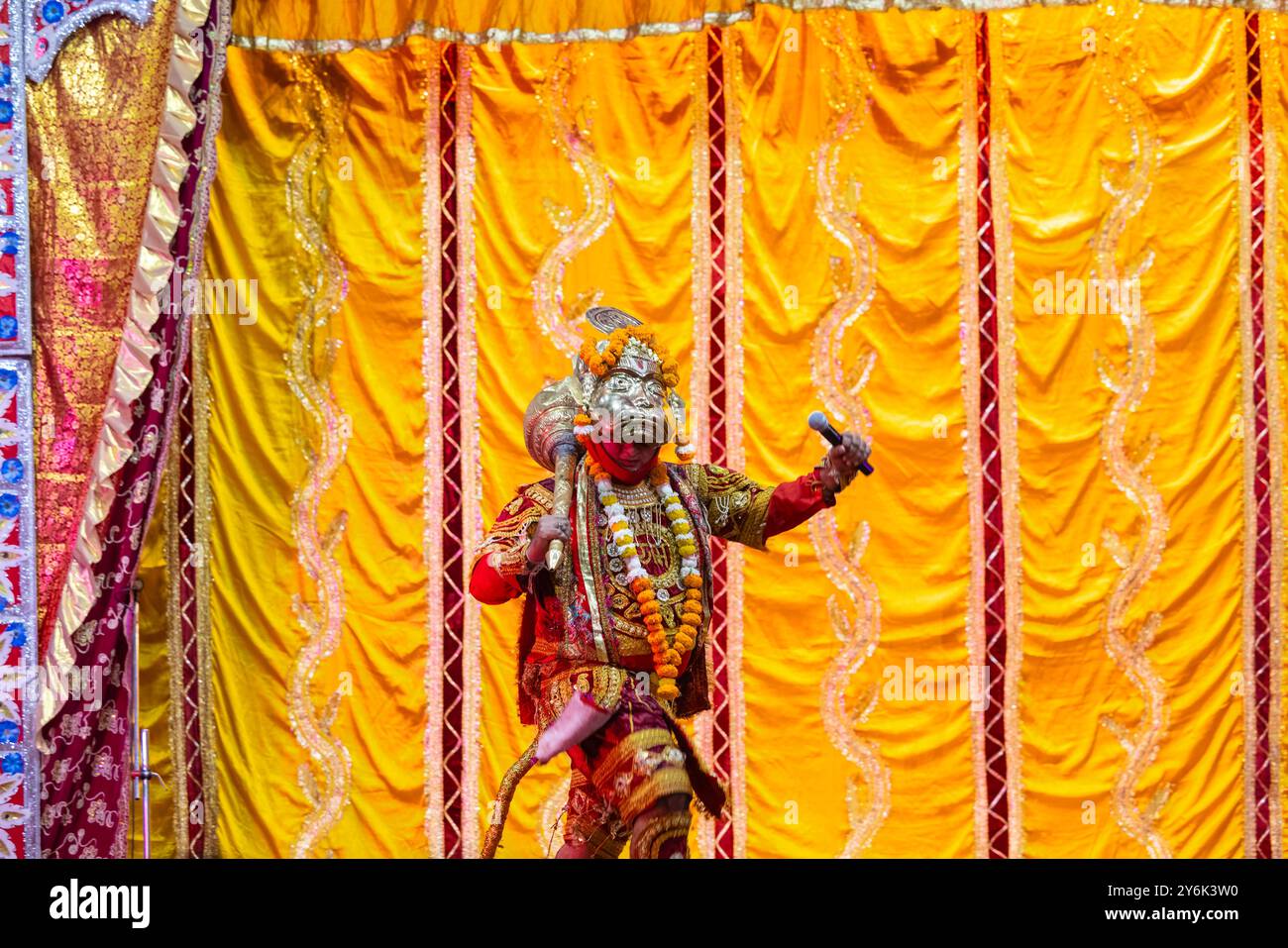 Portrait of the indian artists playing characters of hindu holy book ...