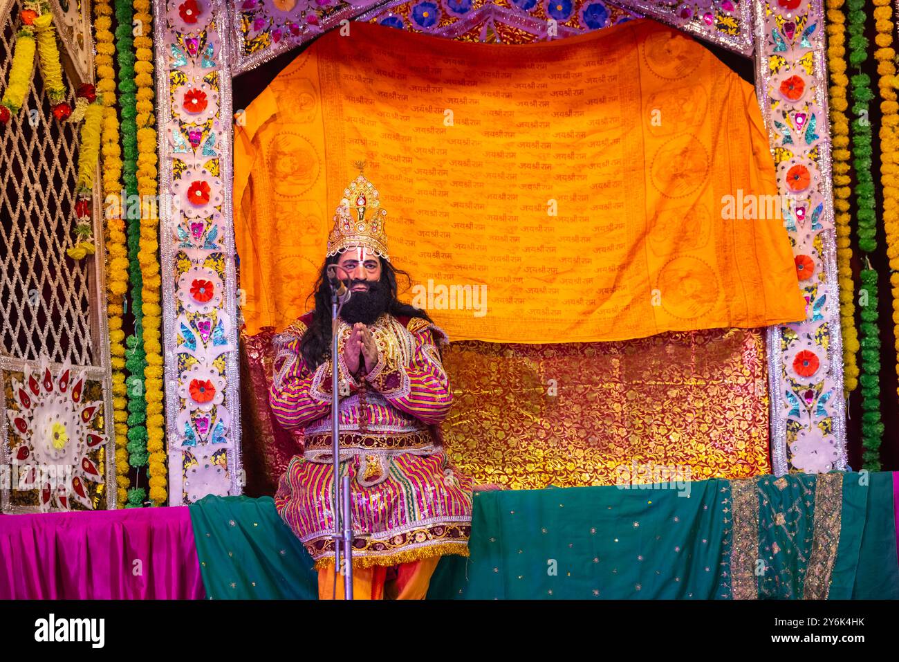 Portrait of the indian artists playing characters of hindu holy book ...