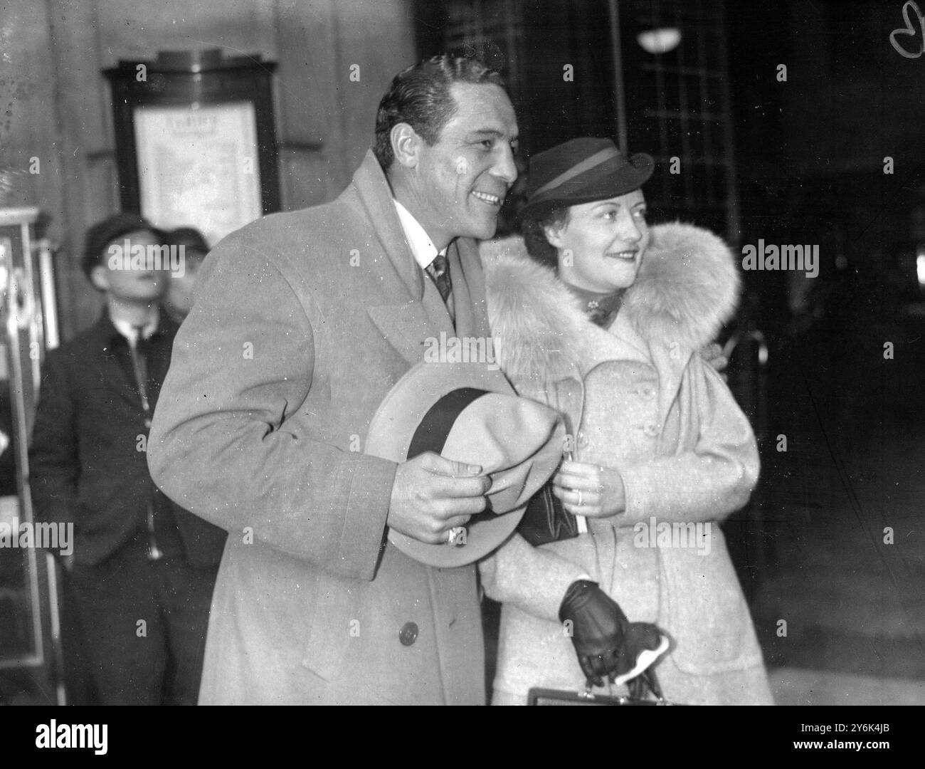 At Waterloo station on arriving from America . American boxer Max Baer ...