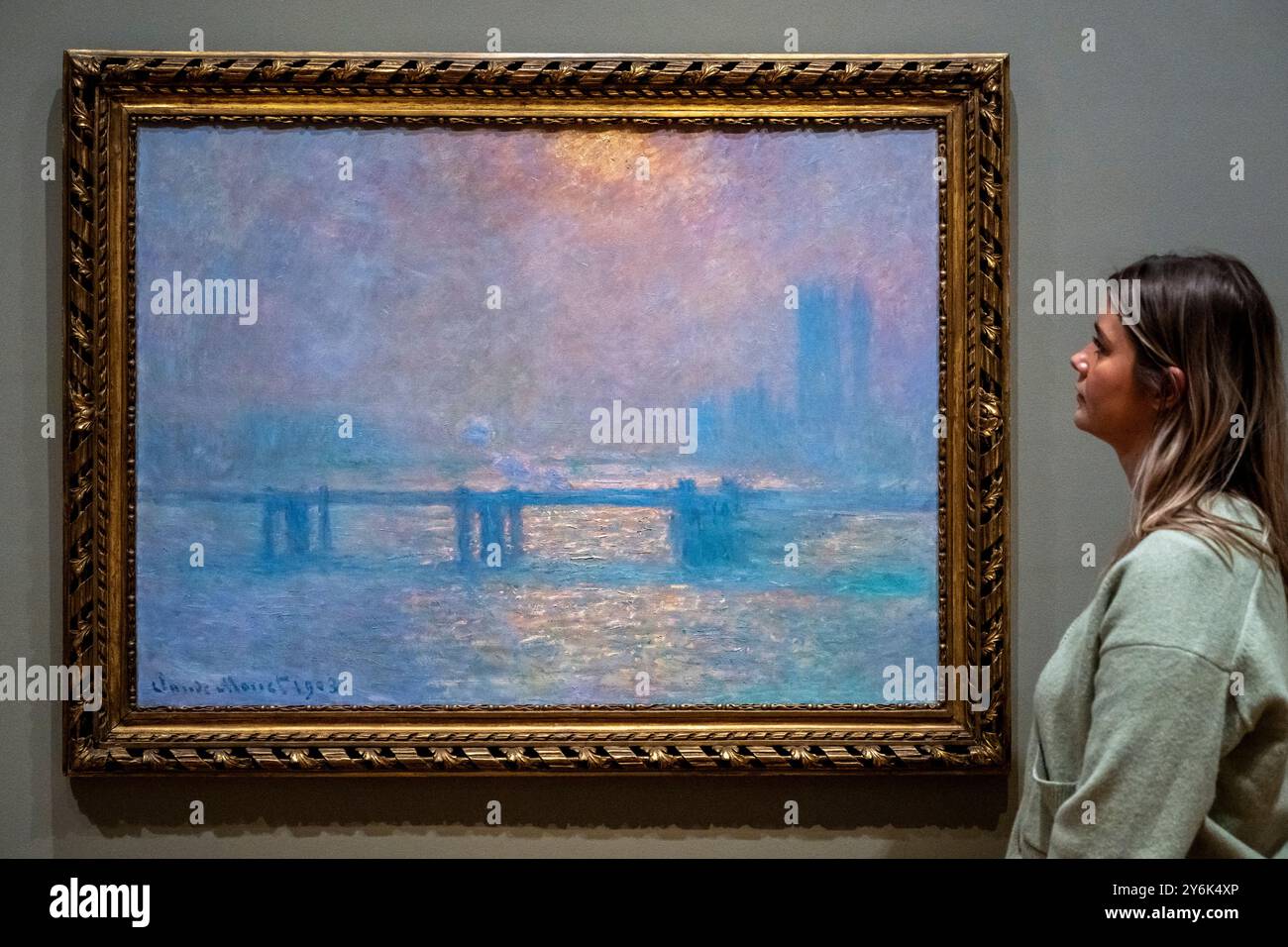 London, UK. 26 September 2024. ‘Charing Cross Bridge, the Thames’, 1903 ...