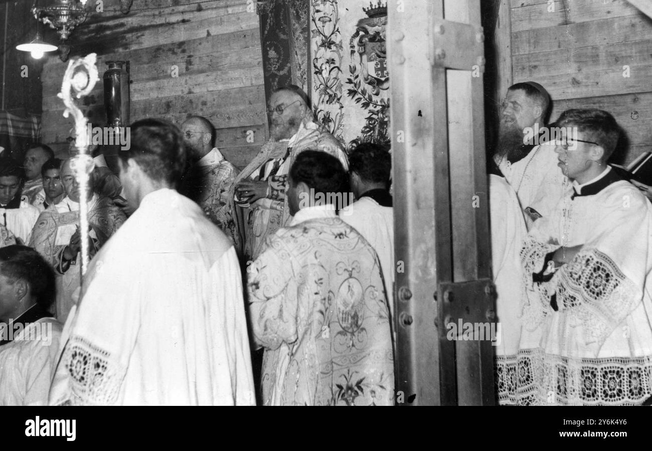 Roman Catholic Patriarch Alberto Gori on the throne on Easter Sunday in ...