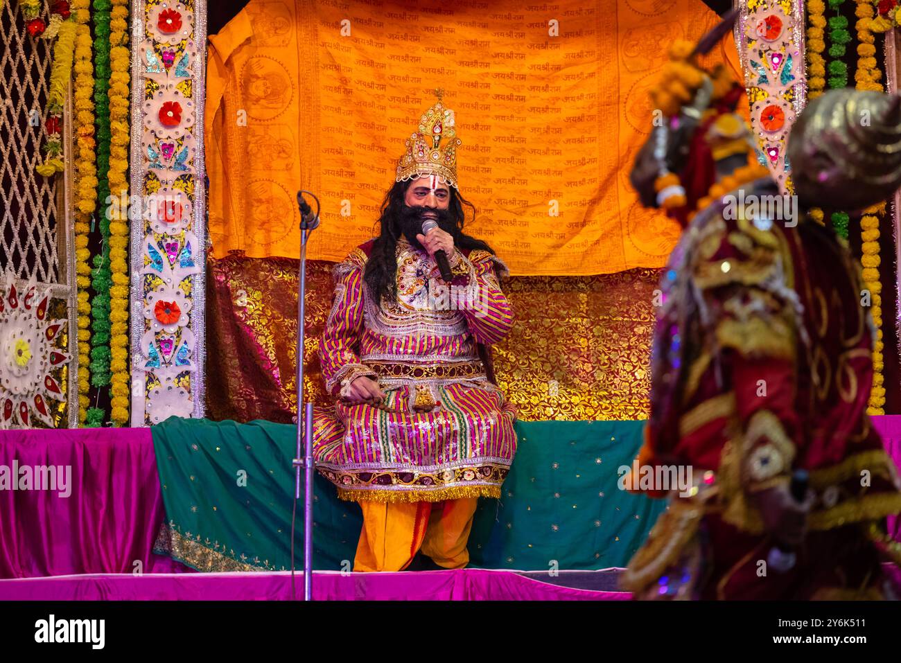 Portrait of the indian artists playing characters of hindu holy book ...