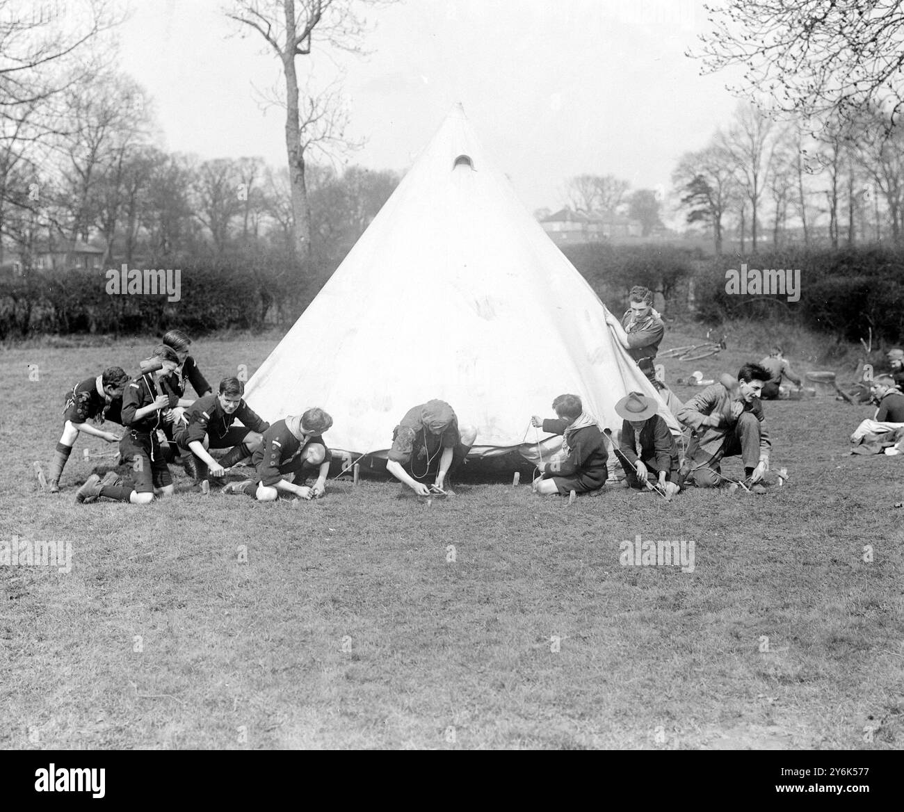Boy tent pegs Black and White Stock Photos & Images - Alamy