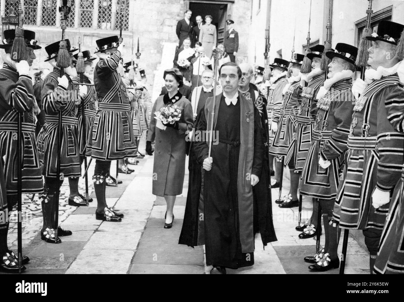 Westminster Abbey , London Queen Elizabeth II accompanied by the Duke ...