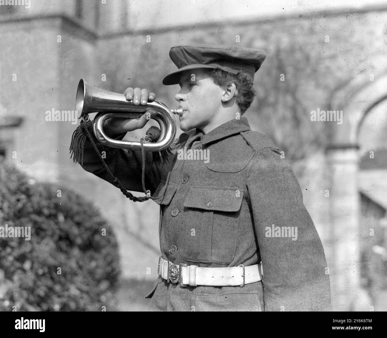 Ulster Volunteer playing the bugle. a unionist militia founded in 1912 ...