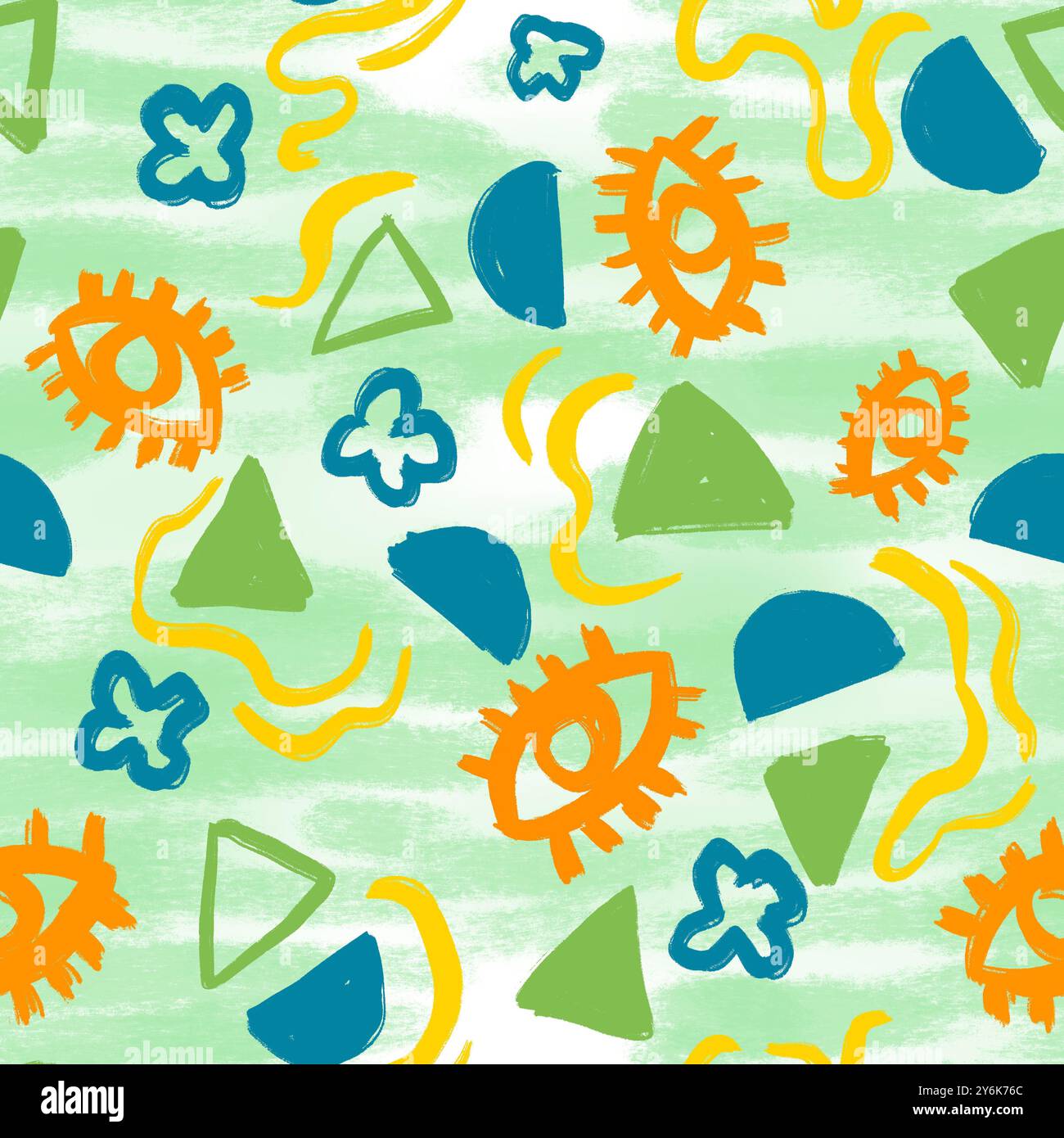 Colorful abstract doodle shape seamless pattern. Creative minimalist style art background ...