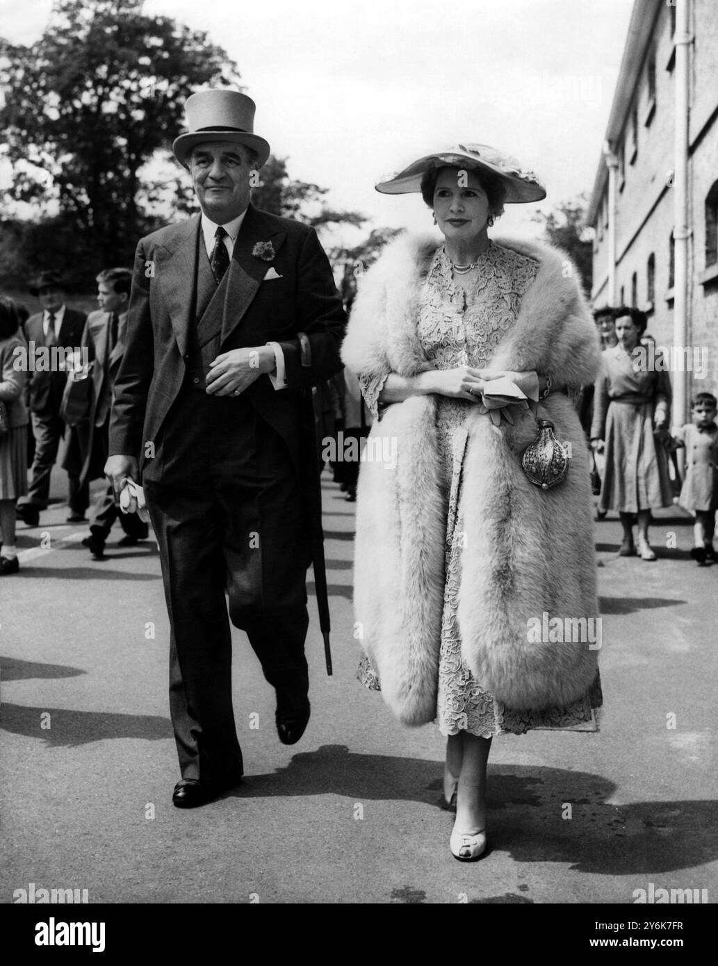 Lady Docker with her husband Sir Bernard Docker at Royal Ascot 1954 ...