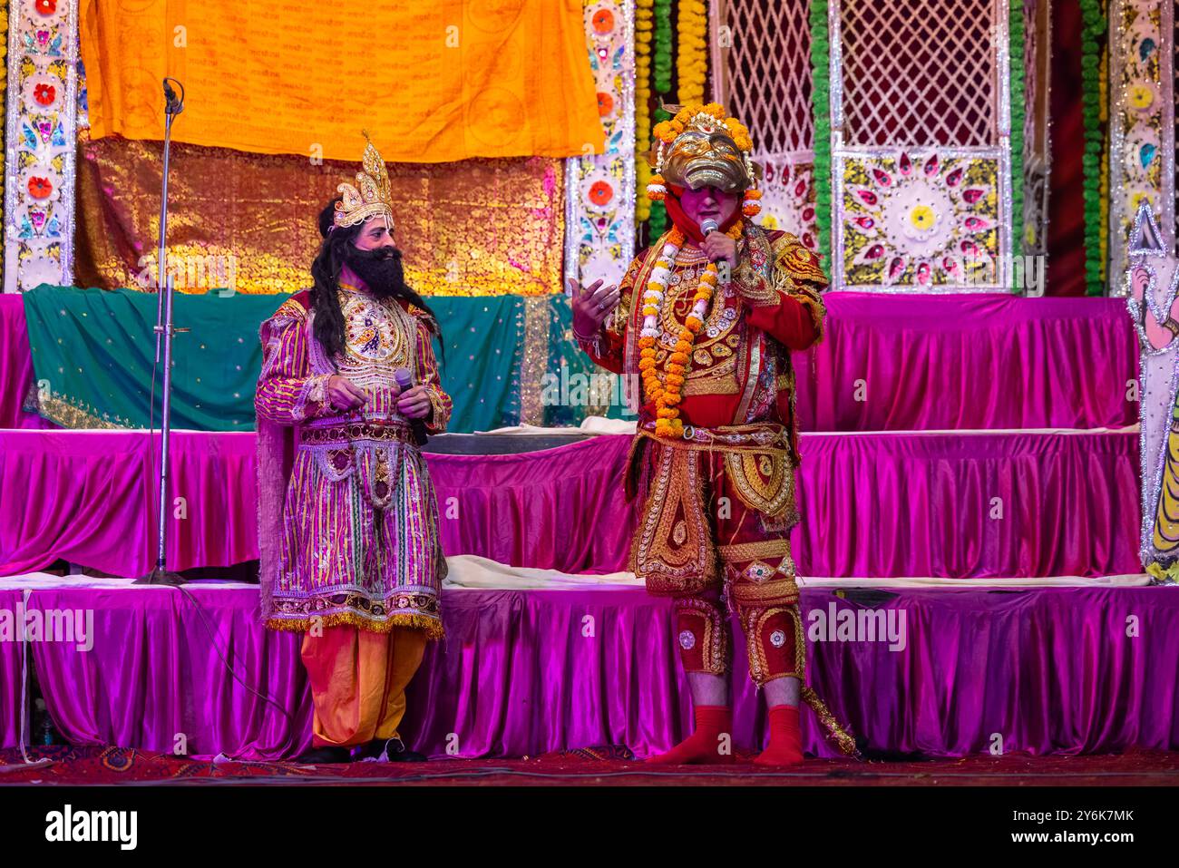 Portrait of the indian artists playing characters of hindu holy book ...